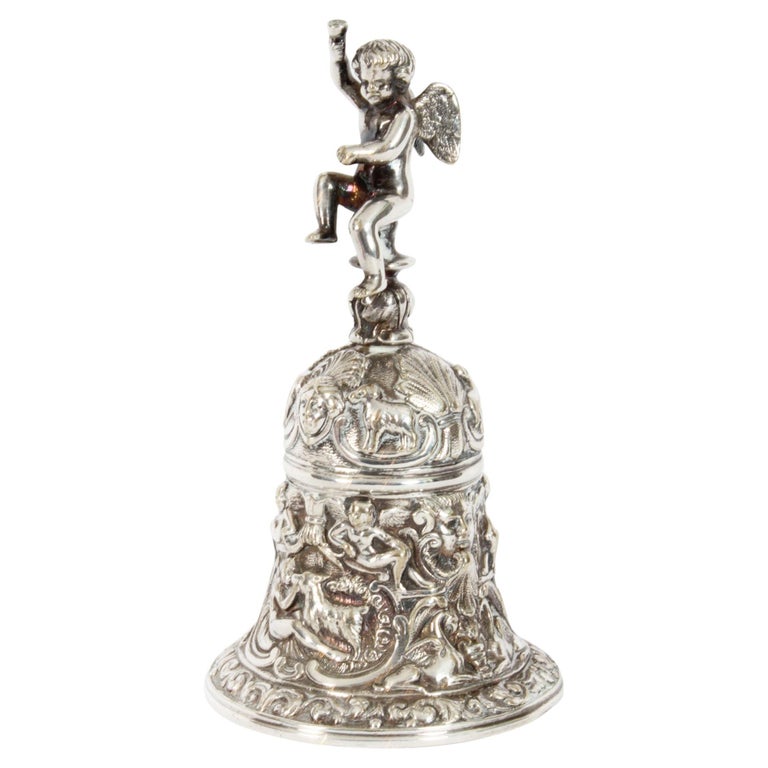 Antique Silver Plated Hand Bell Renaissance Revival 19th Century For ...