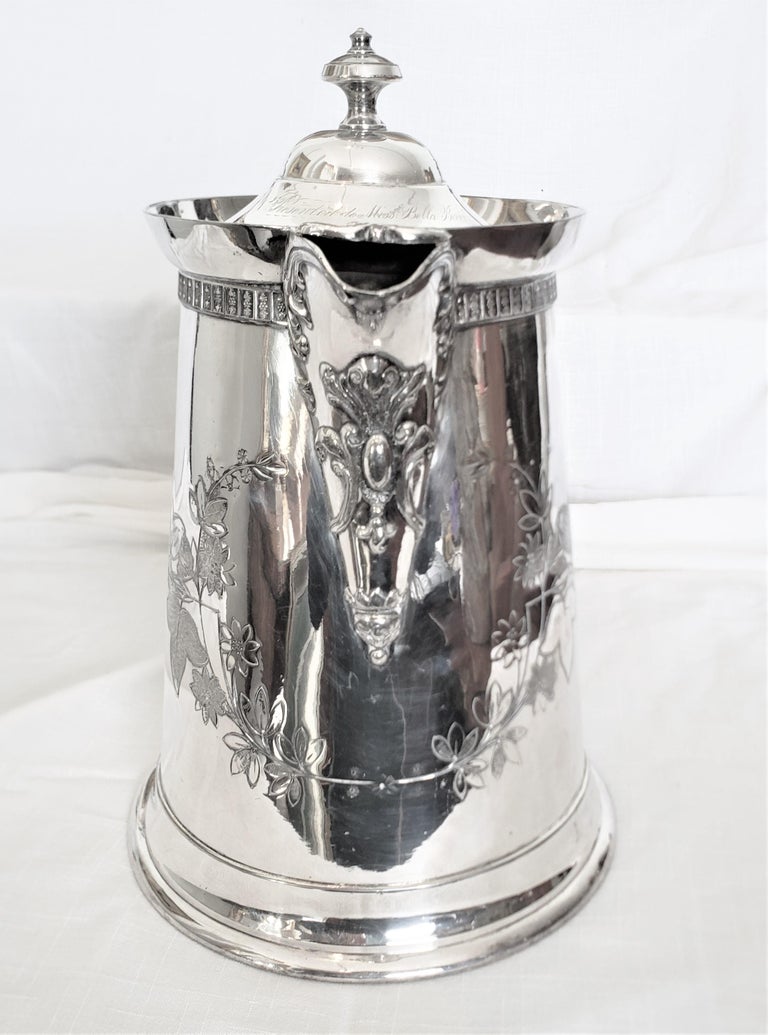 Antique Silver Plated Insulated Hot Water Pitcher with Leaf Decoration ...