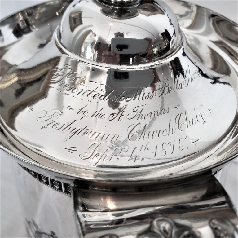 Antique Silver Plated Insulated Hot Water Pitcher with Leaf Decoration ...
