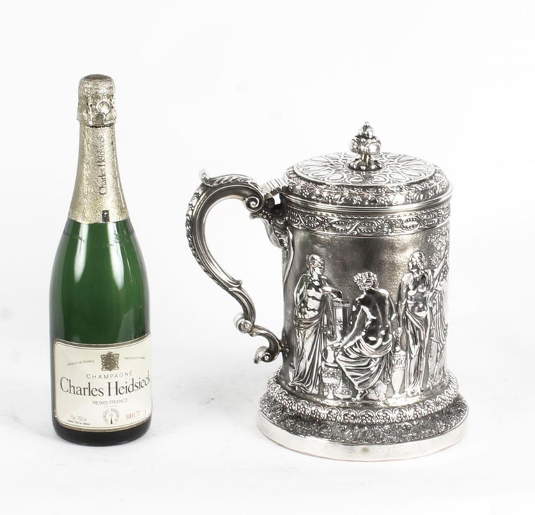 Antique Silver Plated Lidded Tankard by Elkington, 19th Century at 1stDibs