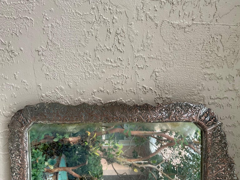 Antique Silver Plated Mirror For Sale at 1stDibs