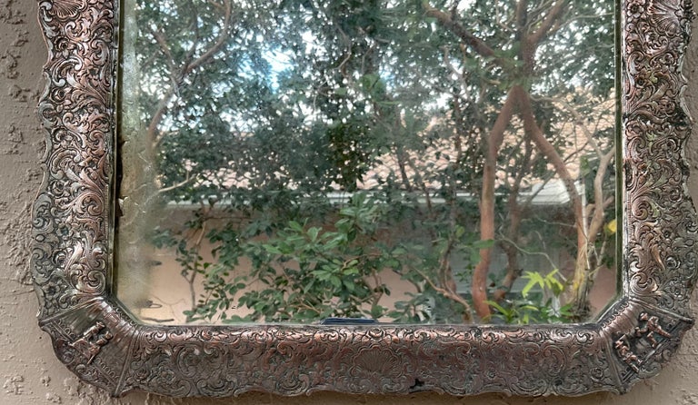 Antique Silver Plated Mirror For Sale at 1stDibs