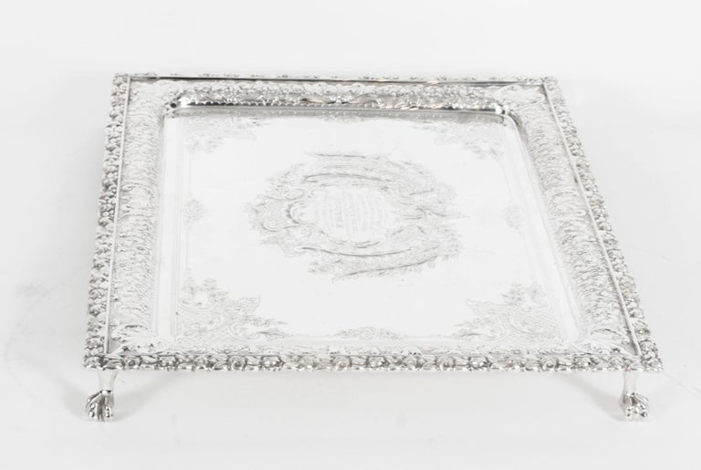 Antique Silver Plated Salver by Fenton Russel, 19th Century For Sale at ...