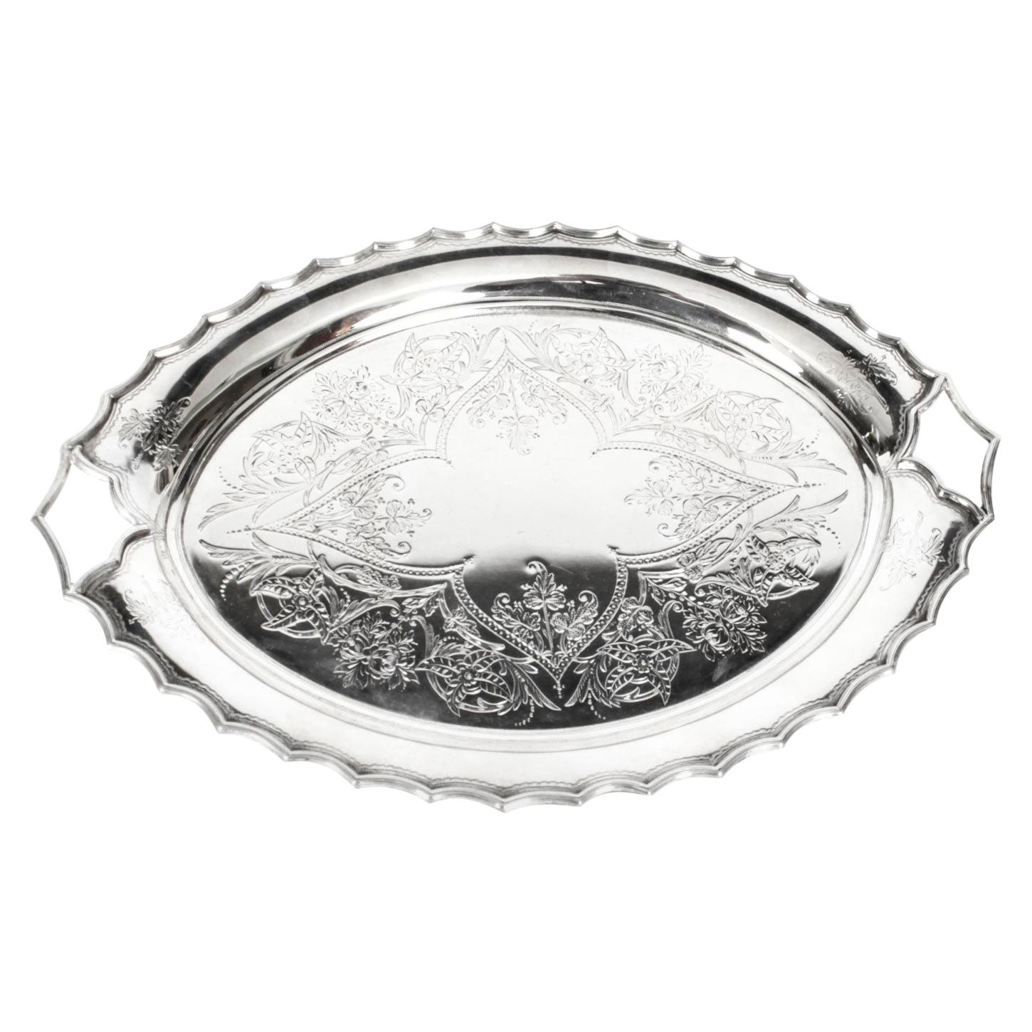Antique Silver Plated Salver by William Mammatt and Son, 19th C at 1stDibs