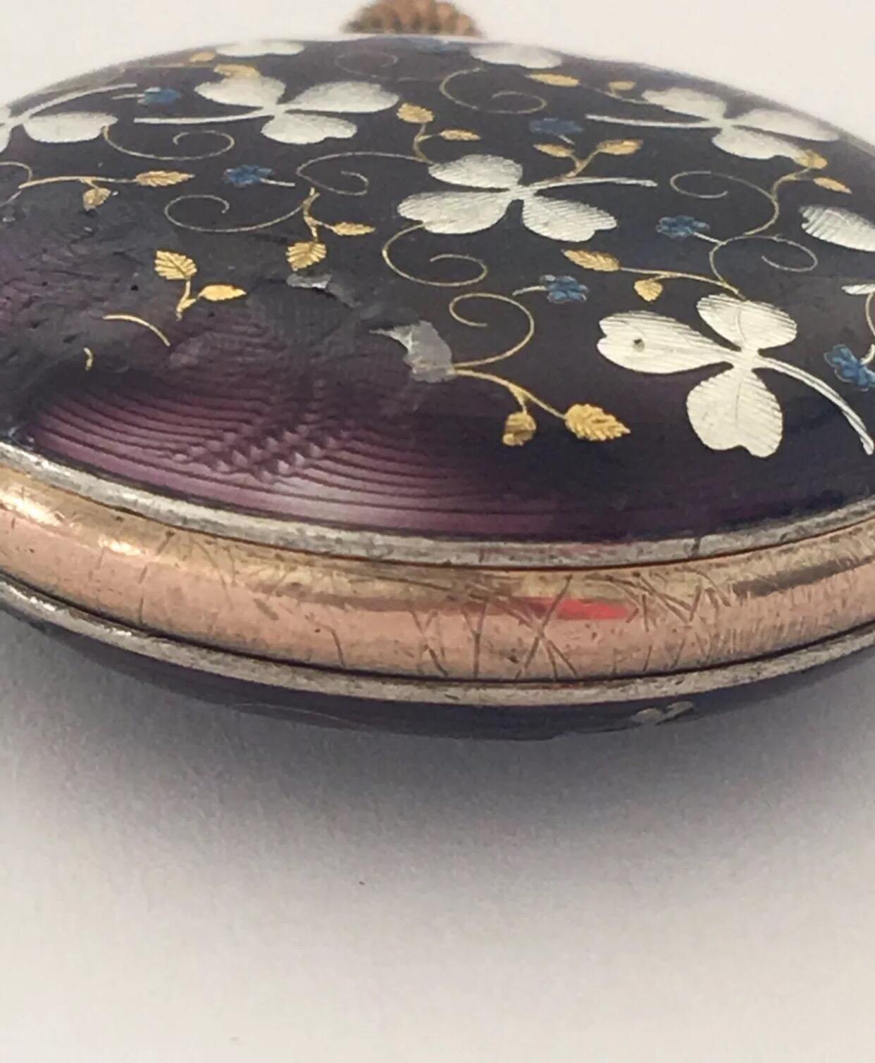 Antique Silver Purple Enamel Victorian Fob Watch For Sale at 1stDibs ...