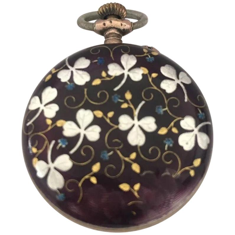 Antique Silver Purple Enamel Victorian Fob Watch For Sale at 1stDibs ...