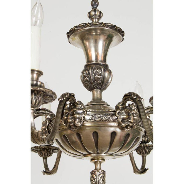 Antique Silver Satyr Six Arm Chandelier For Sale at 1stDibs