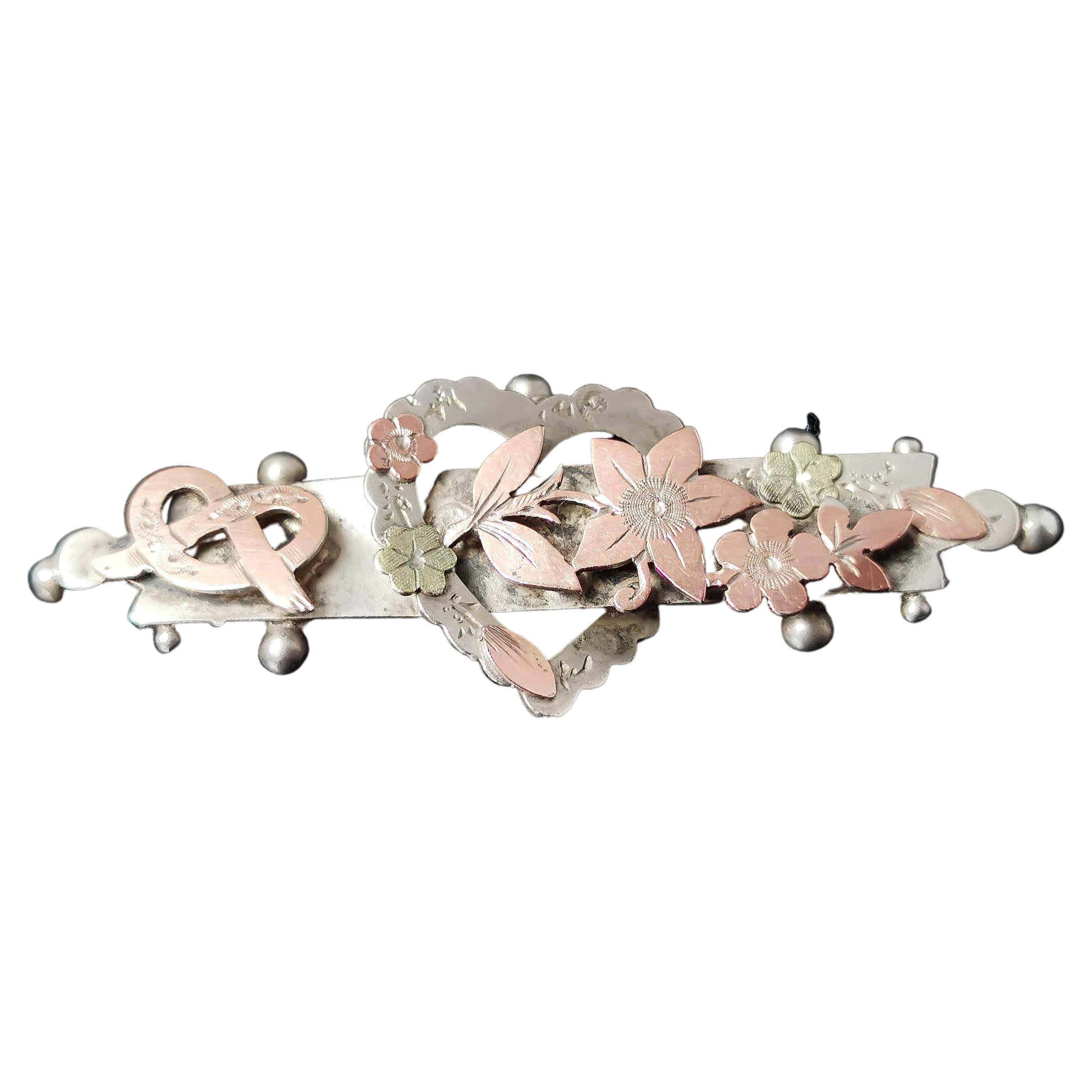 Vintage Victorian Sweetheart 9 Karat Gold Ribbon Brooch at 1stDibs