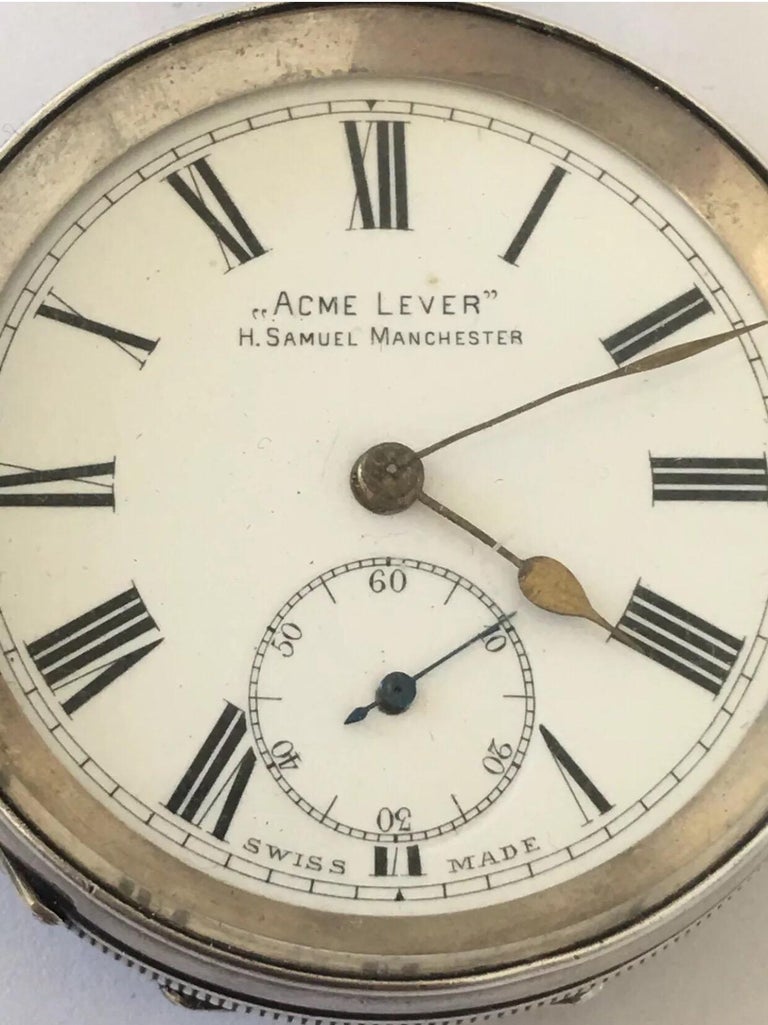 Antique Silver Swiss Made Pocket Watch Signed H. Samuel Manchester Acme ...