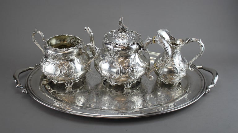 Antique Silver Tea Service Set, by Charles Lambe, Made in Dublin 1900 ...