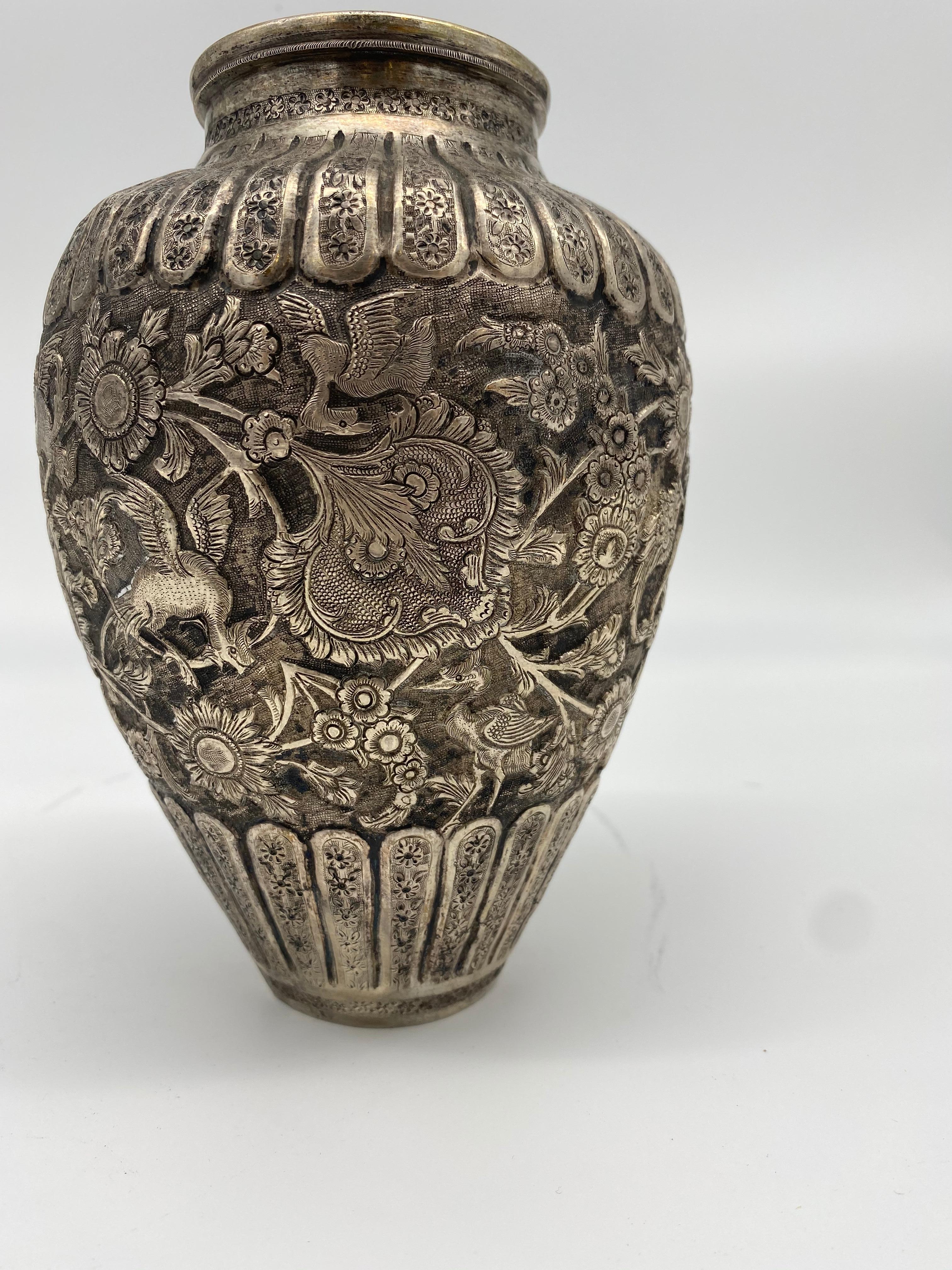 Antique 7.5 '' High Silver Vase For Sale at 1stDibs