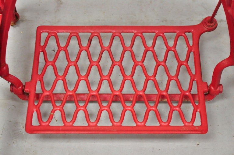 Antique Singer Cast Iron Red Treadle Sewing Machine Table Base For Sale ...