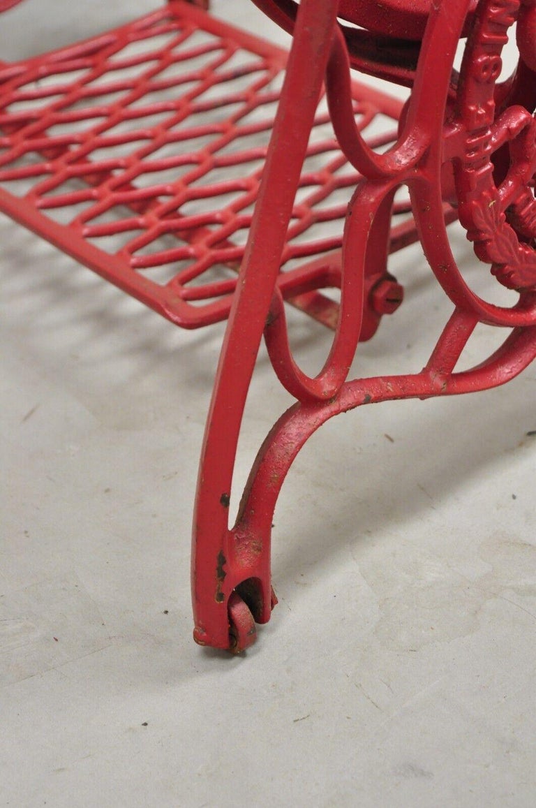 Antique Singer Cast Iron Red Treadle Sewing Machine Table Base For Sale ...