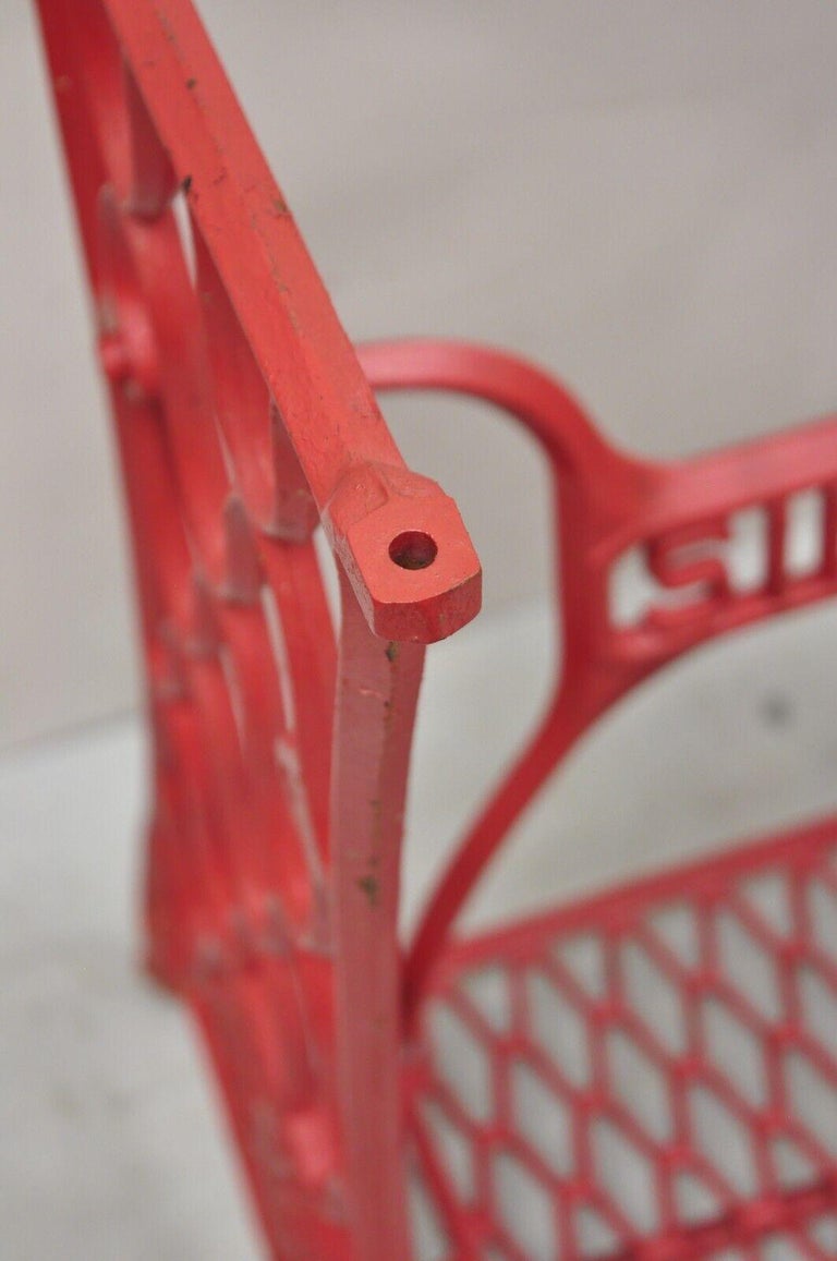 Antique Singer Cast Iron Red Treadle Sewing Machine Table Base For Sale ...