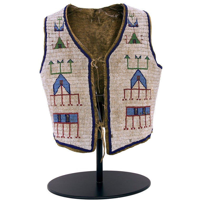 Antique Sioux 'Plains' Beaded Vest with Stand, 19th Century Native ...