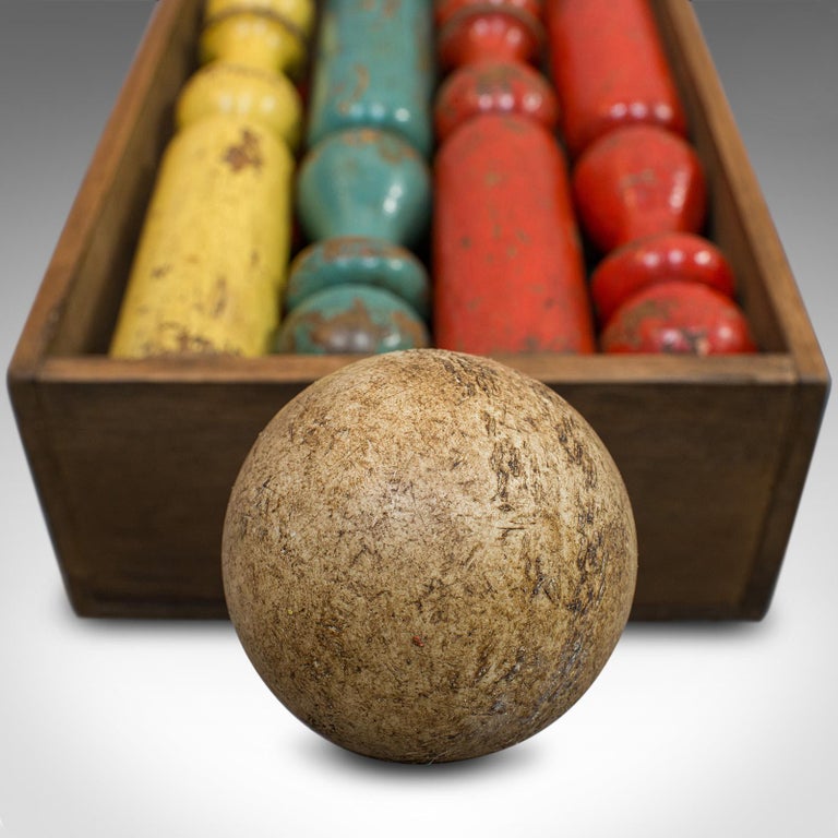 Antique Skittles Set, English, Pine, Indoor, Garden, Bowling, Oak ...