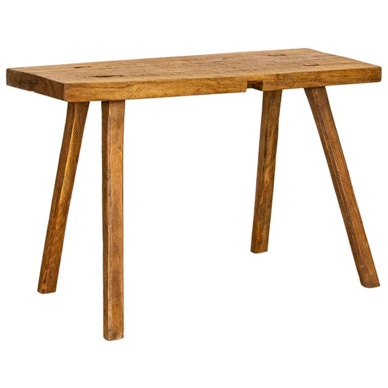 Antique Slab Wood Rustic Console Table with Splay Legs at 1stDibs