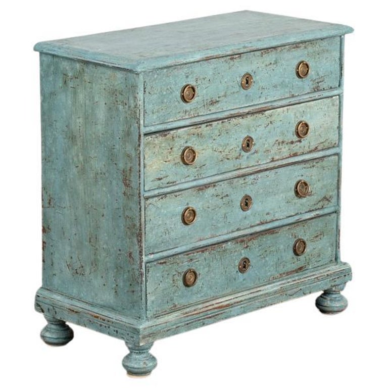 Antique Small Chest of Drawers Painted Blue from Denmark circa 1800's ...