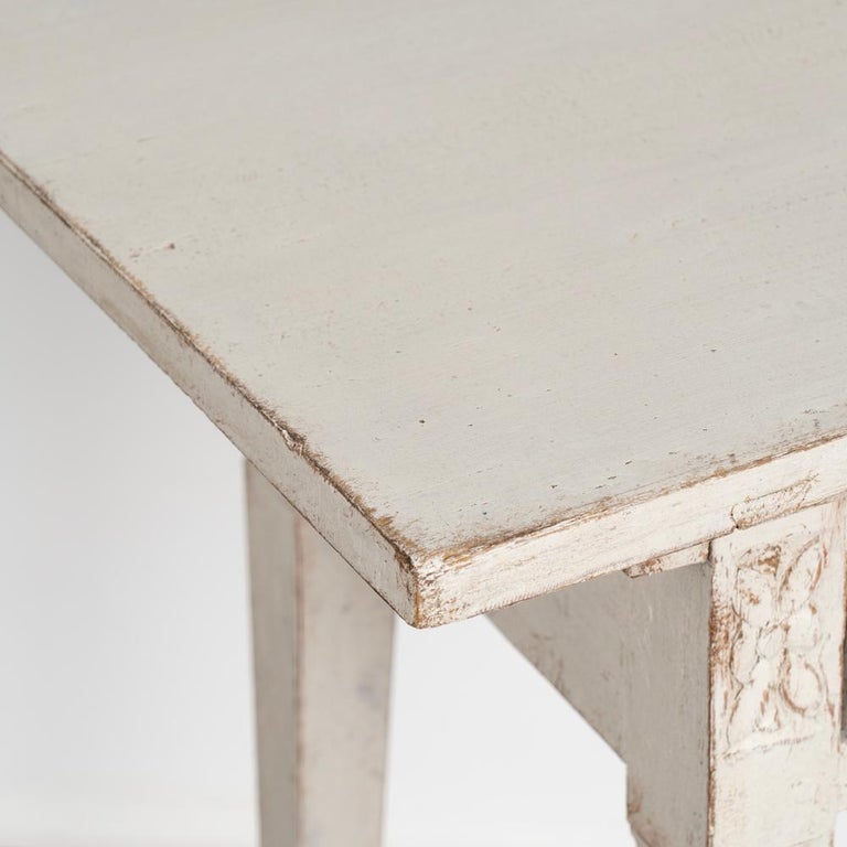 Antique Small Gustavian Side Table with Single Drawer, Painted White ...