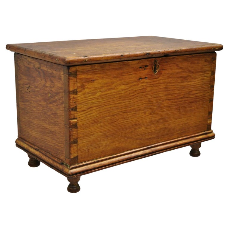 Antique Small Salesman Sample Pine Wood Primitive Blanket Chest Trunk ...