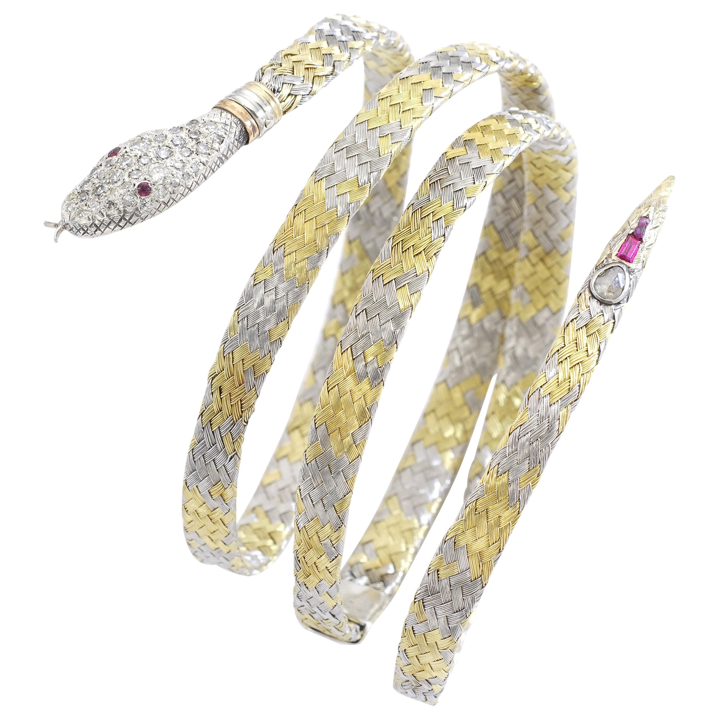 Art Deco Silver Snake Bracelet at 1stdibs