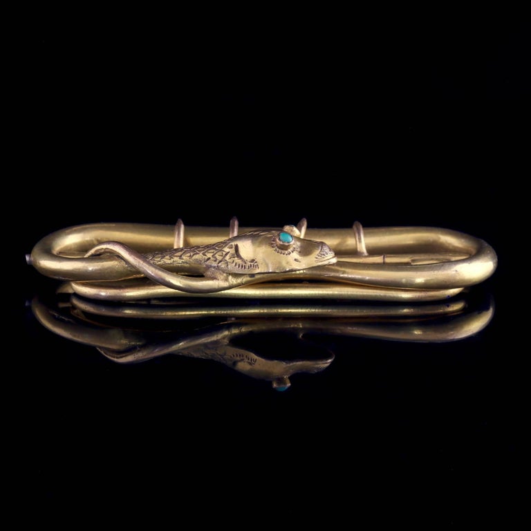 Antique Snake Buckle Turquoise 18 Carat Gold Silver Victorian, circa ...