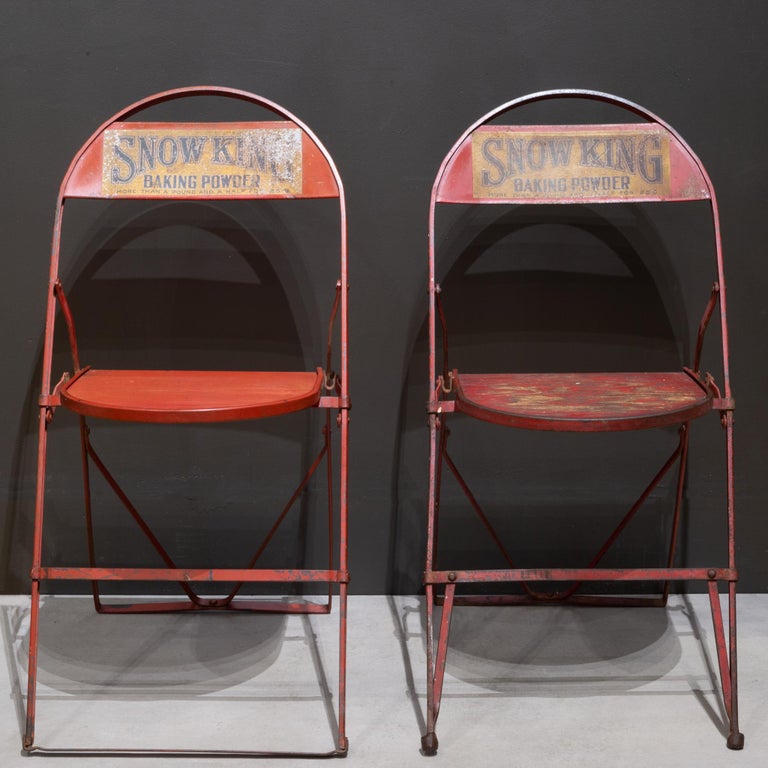 Antique Snow King Baking Powder Avertising Folding Chairs c.1930 at 1stDibs