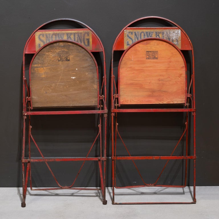 Antique Snow King Baking Powder Avertising Folding Chairs c.1930 at 1stDibs