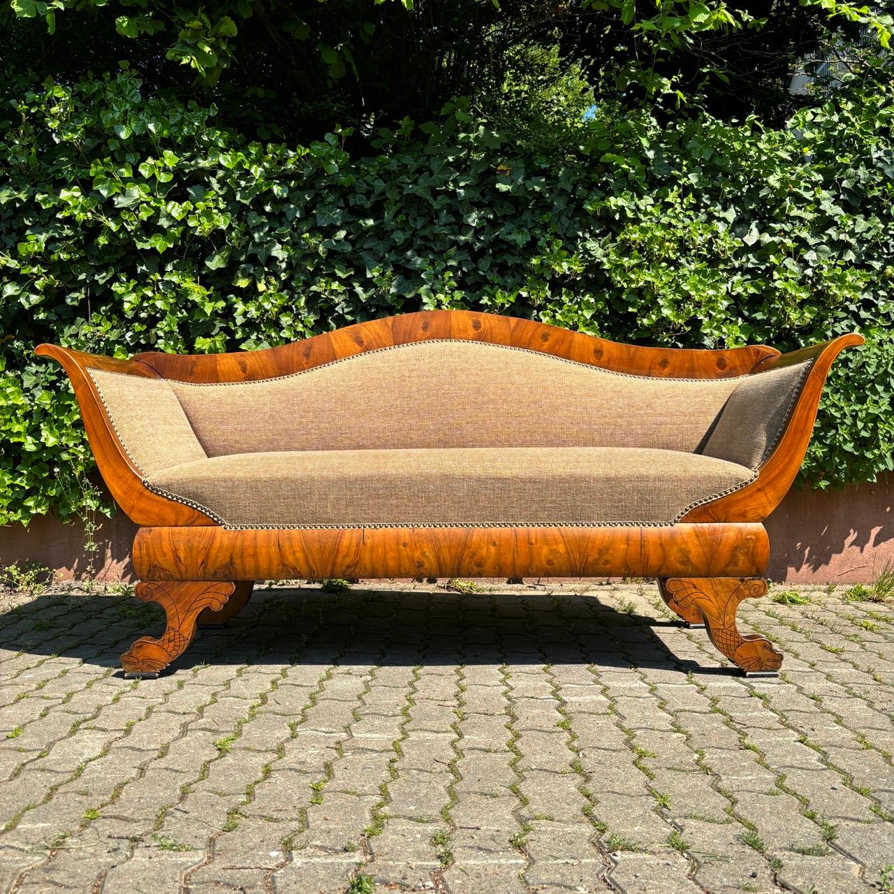 Antique sofa Classicism - Empire Walnut For Sale at 1stDibs