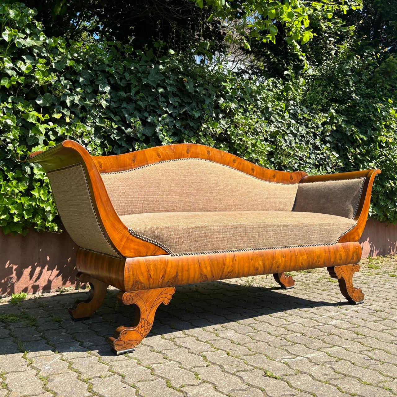 Antique sofa Classicism - Empire Walnut For Sale at 1stDibs