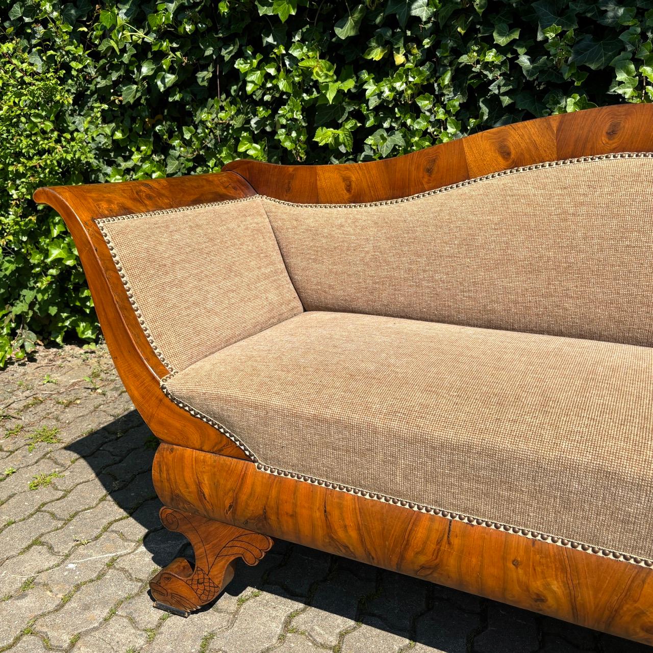 Antique sofa Classicism - Empire Walnut For Sale at 1stDibs