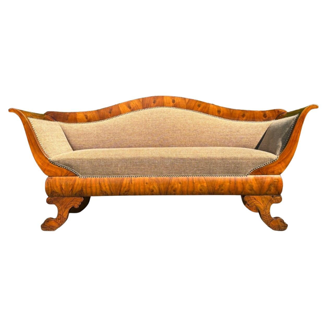 Antique Neoclassical American Empire Carved Walnut And Burl Sofa C1840 ...