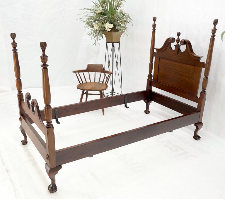 Antique Solid Carved Mahogany Twin Size Poster Complete Bed Mint! For ...