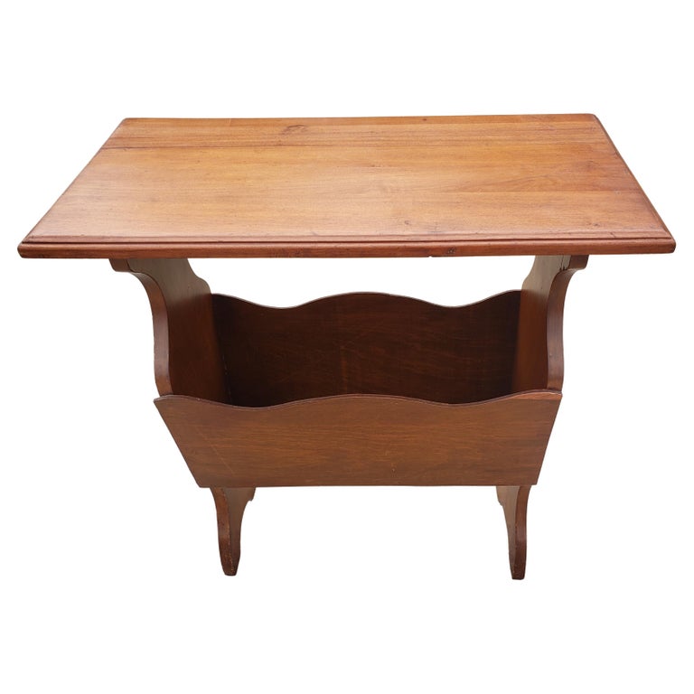 Antique Solid Cherry Side Table/ Magazine Rack/ Stand For Sale at 1stDibs