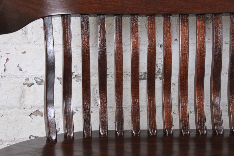 Antique Solid Dark Oak Lawyer's Bench, Newly Refinished at 1stDibs