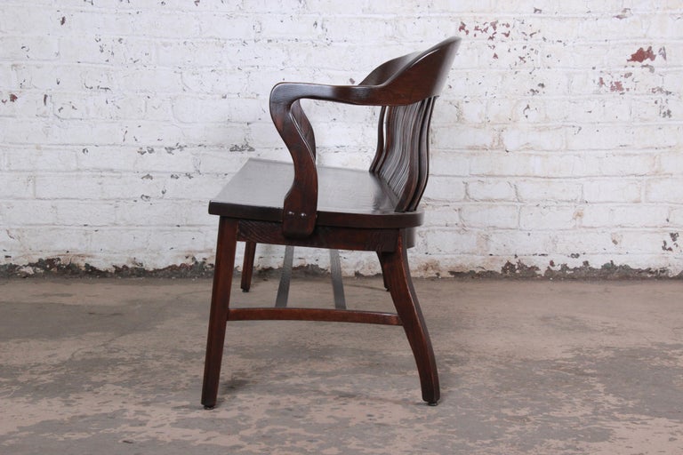 Antique Solid Dark Oak Lawyer's Bench, Newly Refinished at 1stDibs