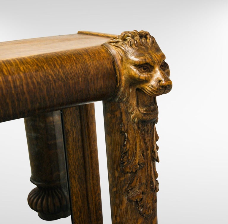 Antique Solid Oak Carved Lion Heads Rectangular Overmantel Mirror or ...