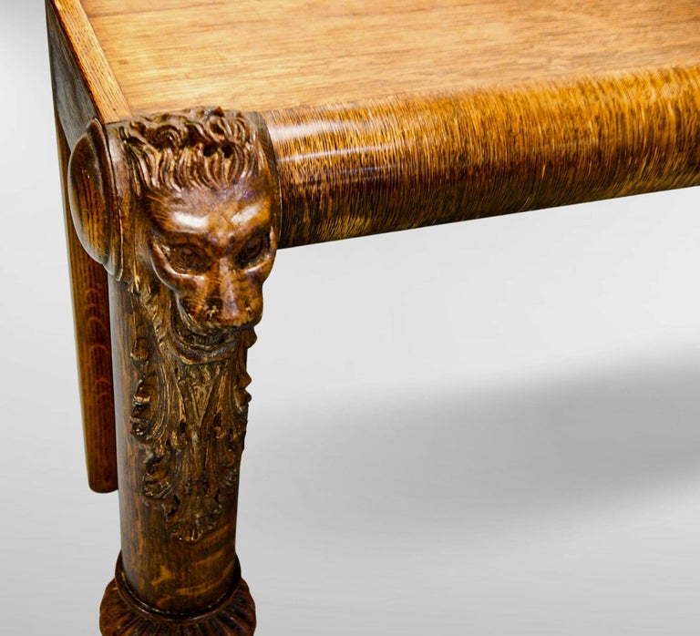 Antique Solid Oak Carved Lion Heads Rectangular Overmantel Mirror or ...