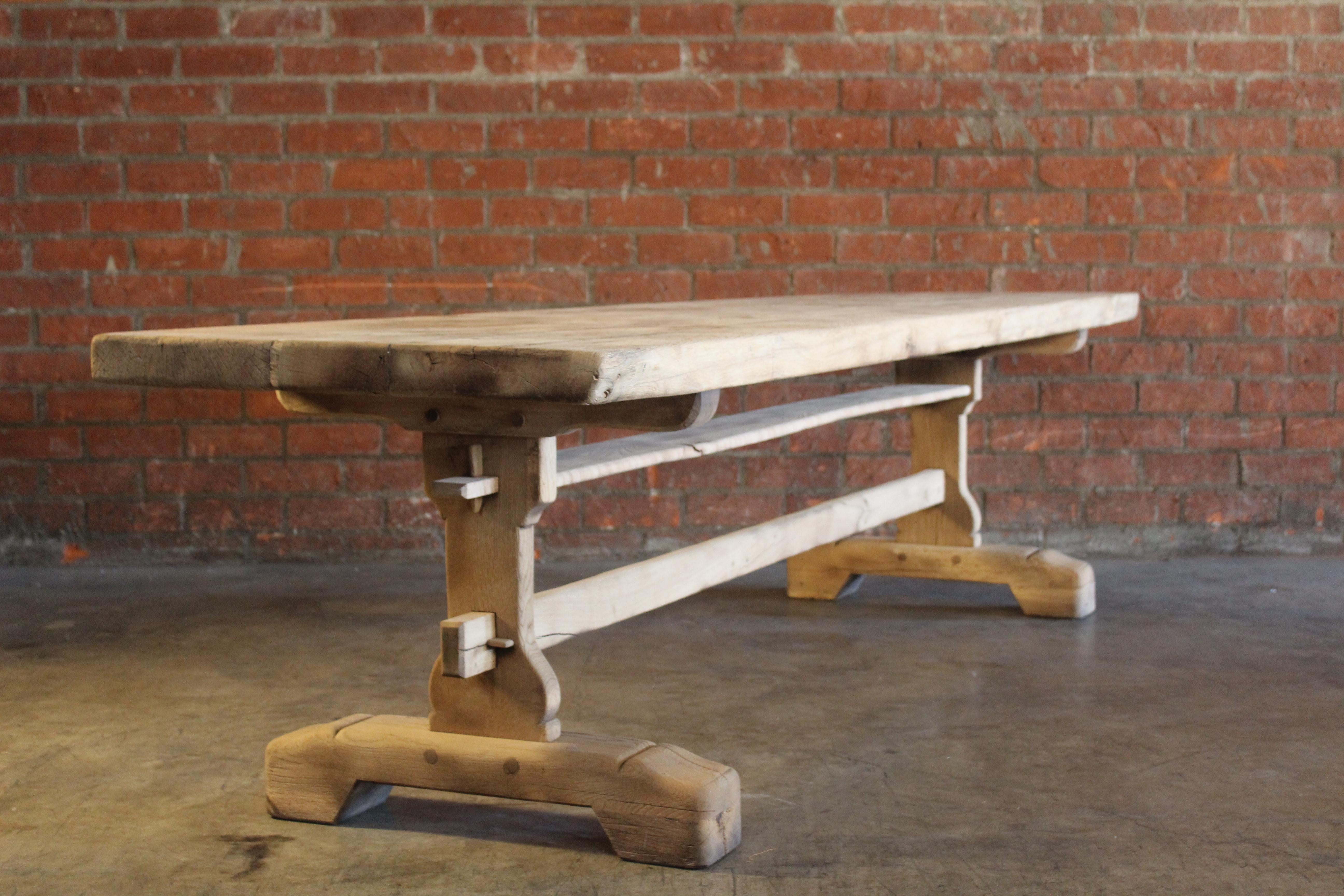 Antique Solid Oak French Farm Table For Sale at 1stDibs
