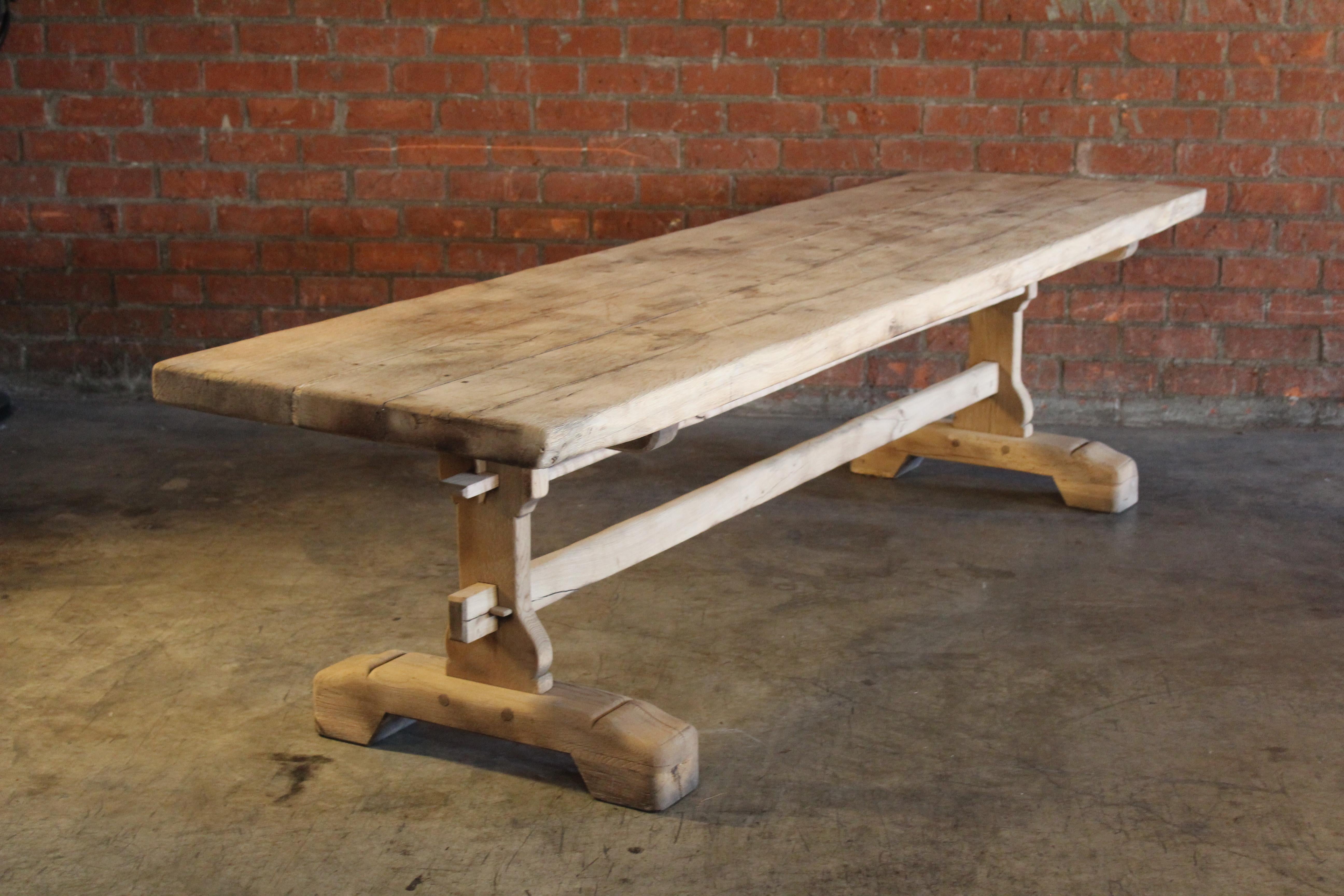 Antique Solid Oak French Farm Table For Sale at 1stDibs