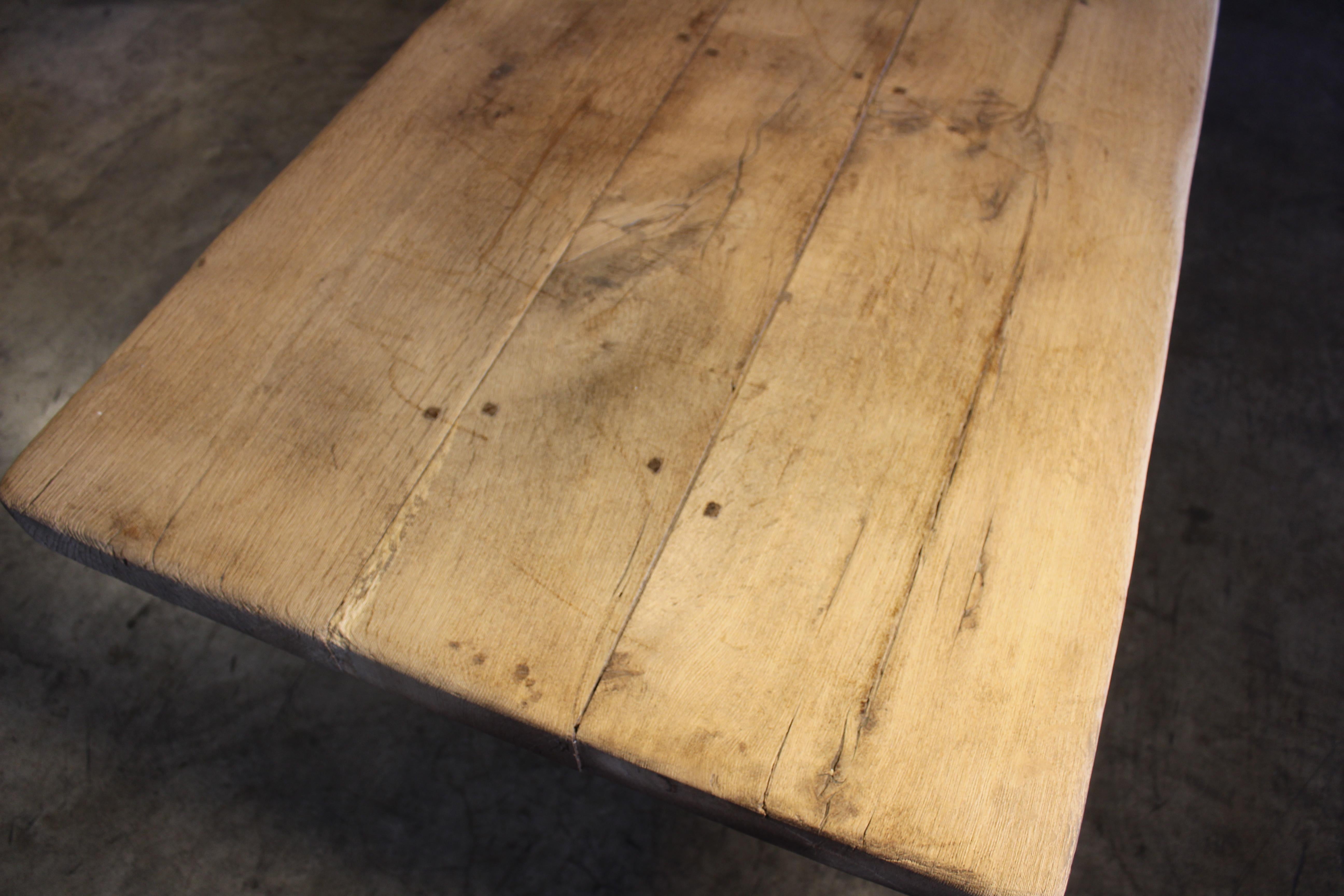 Antique Solid Oak French Farm Table For Sale at 1stDibs