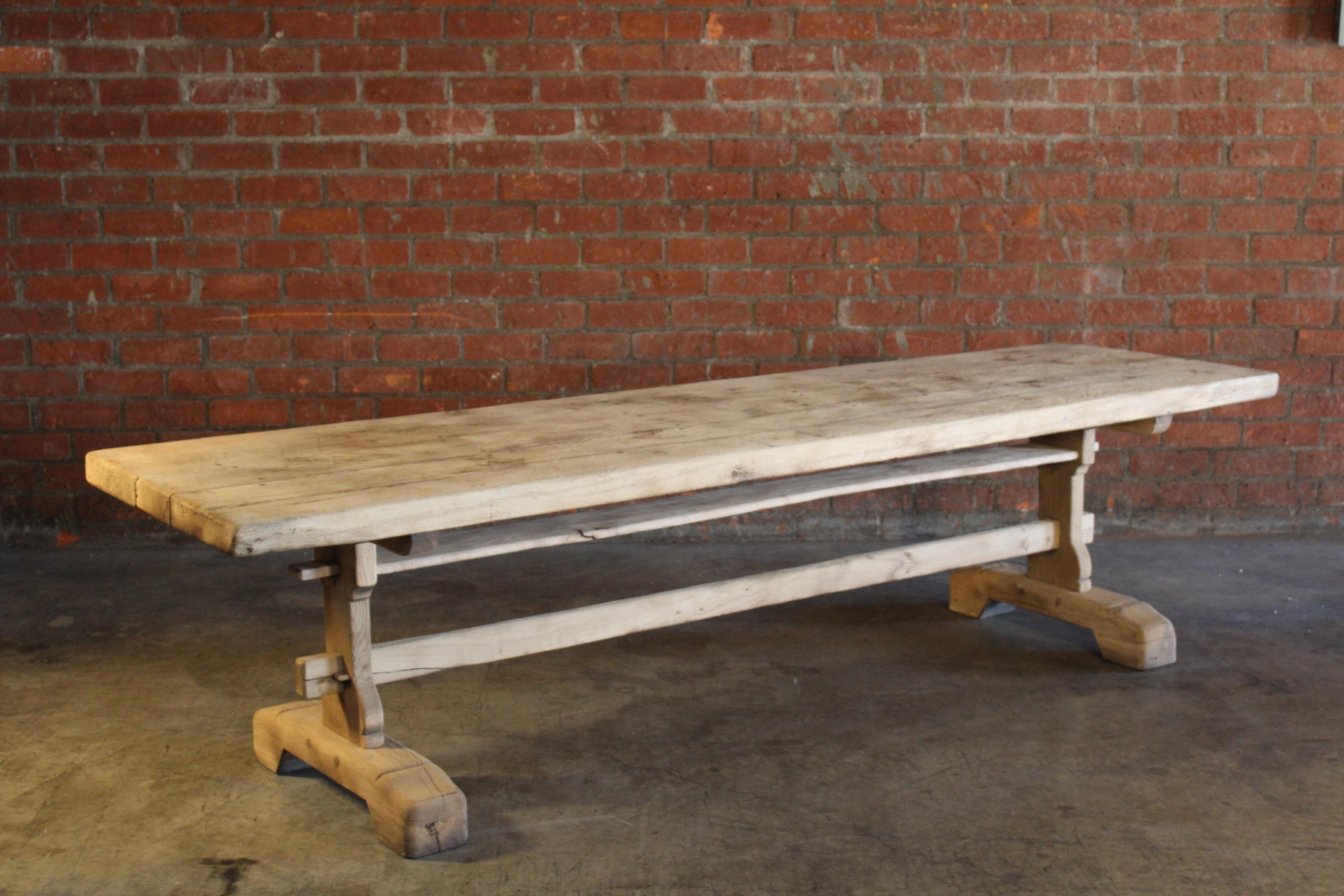 Antique Solid Oak French Farm Table For Sale at 1stDibs