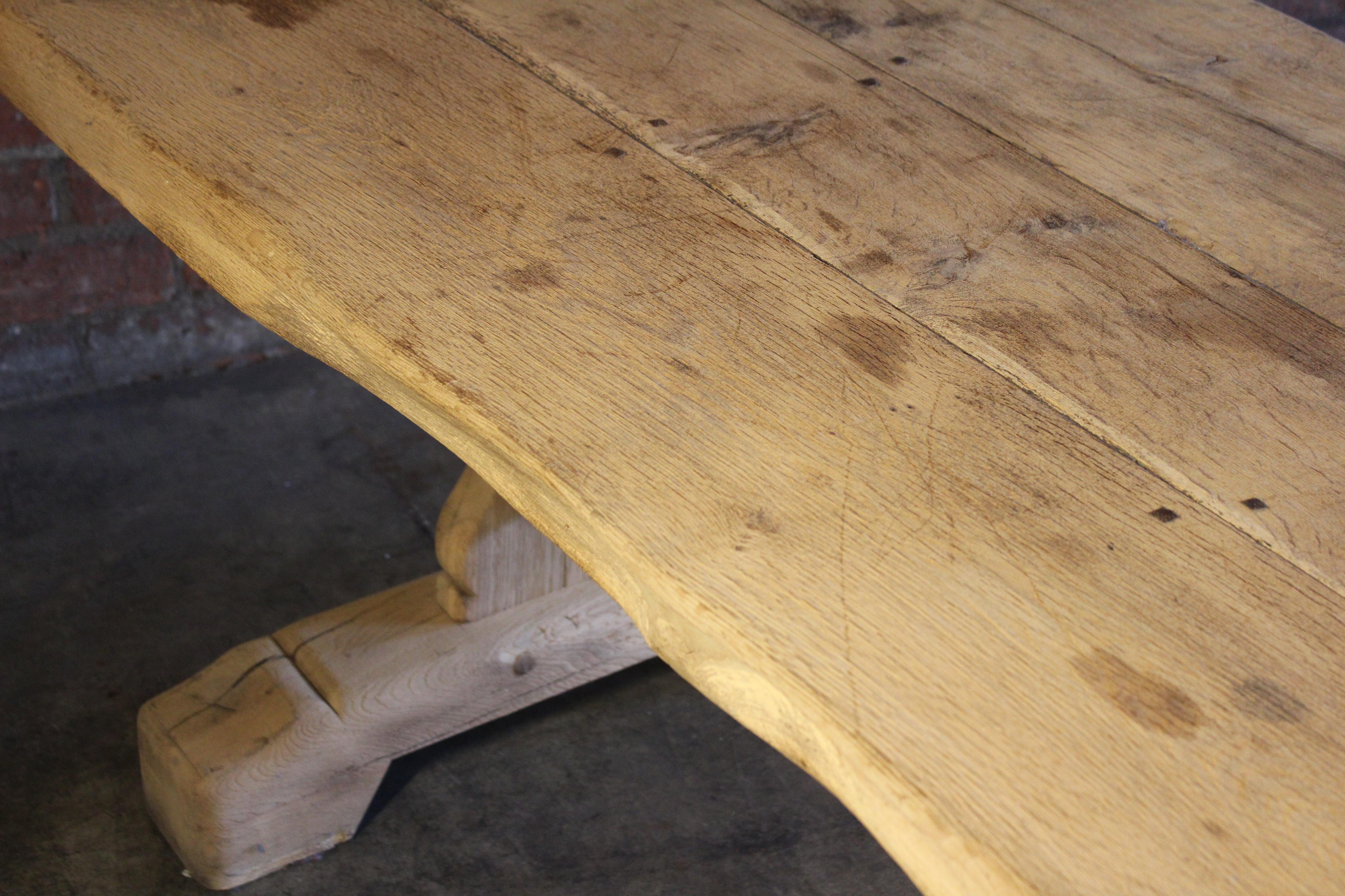 Antique Solid Oak French Farm Table For Sale at 1stDibs
