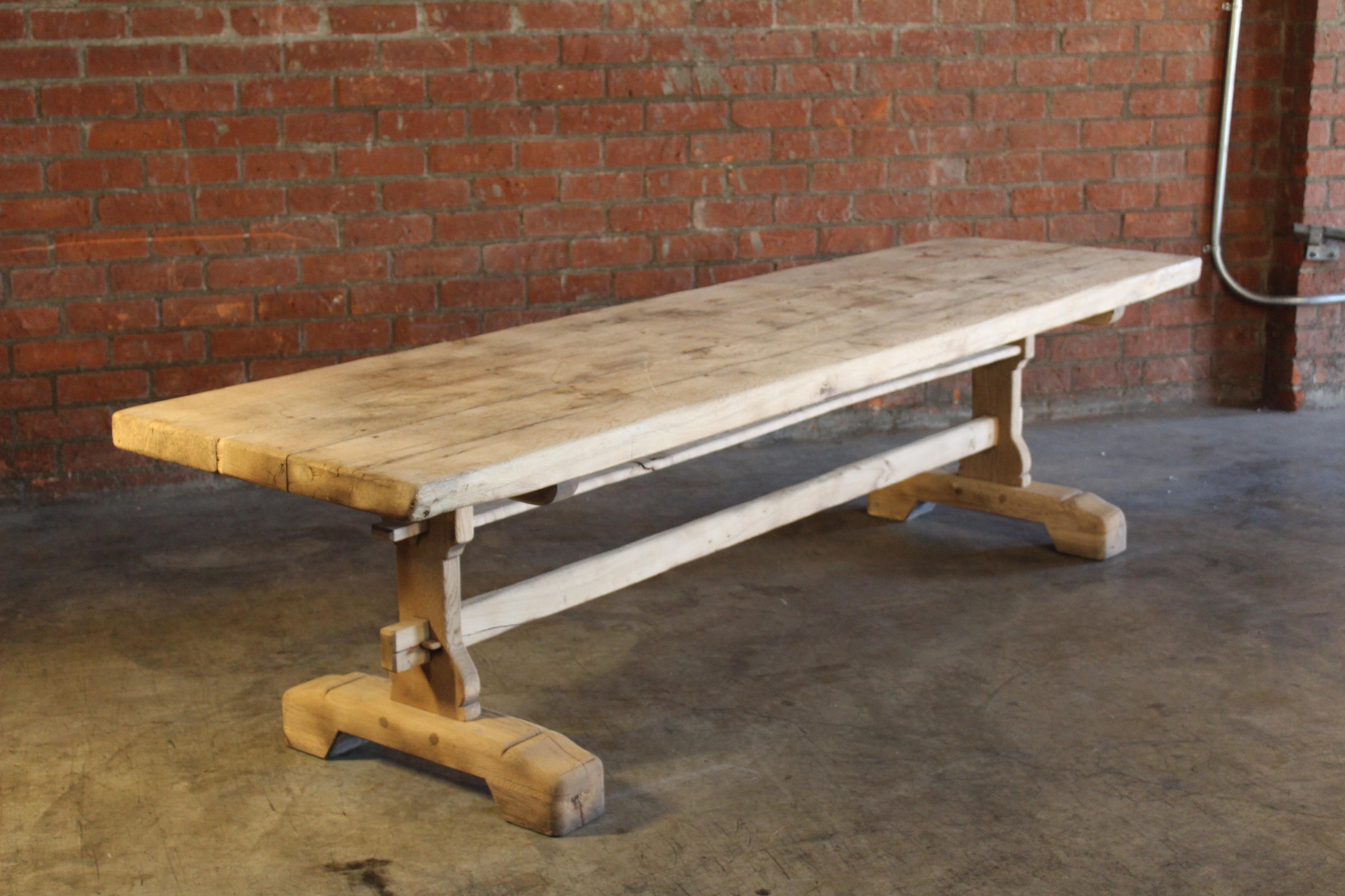 Antique Solid Oak French Farm Table For Sale at 1stDibs