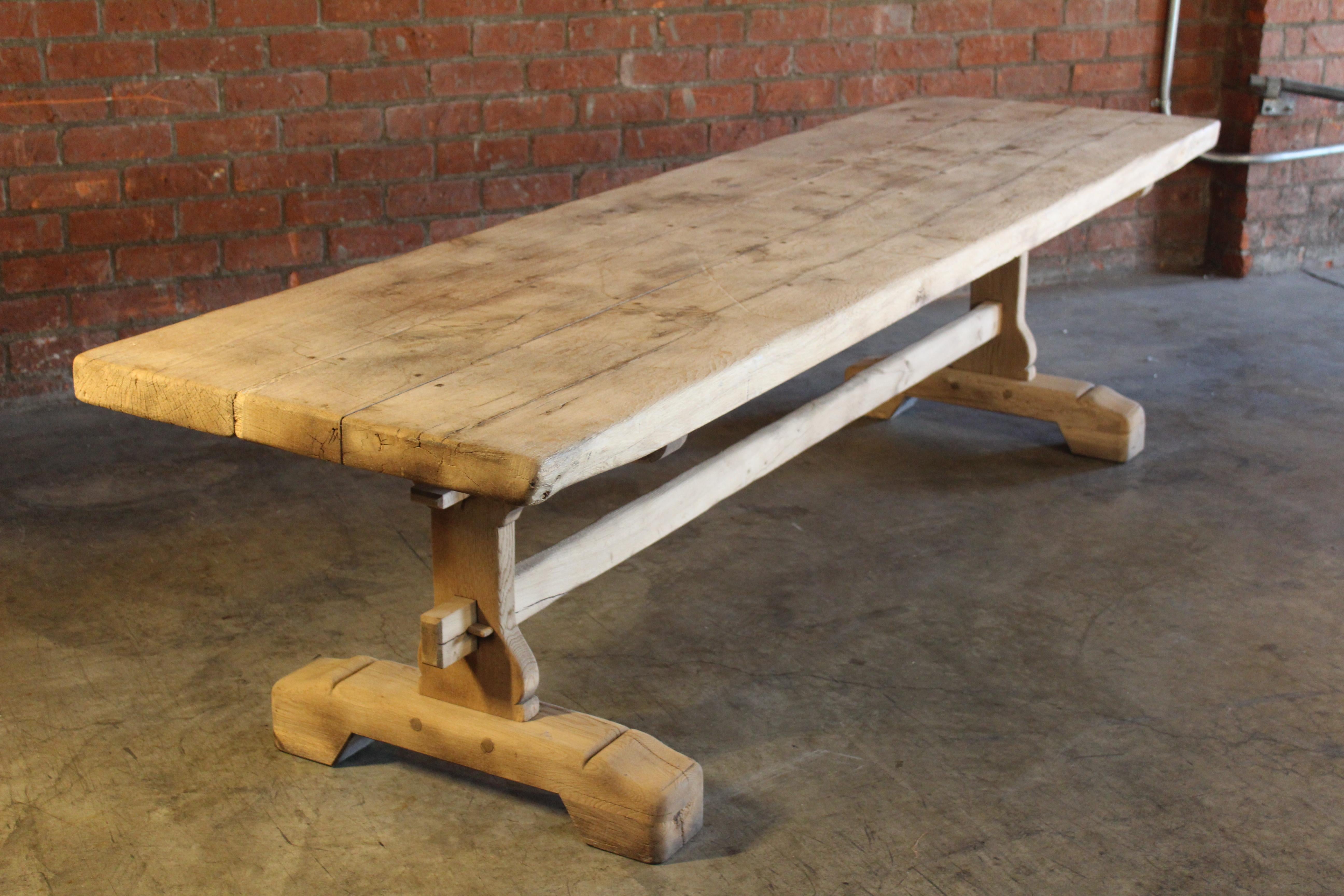 Antique Solid Oak French Farm Table For Sale at 1stDibs