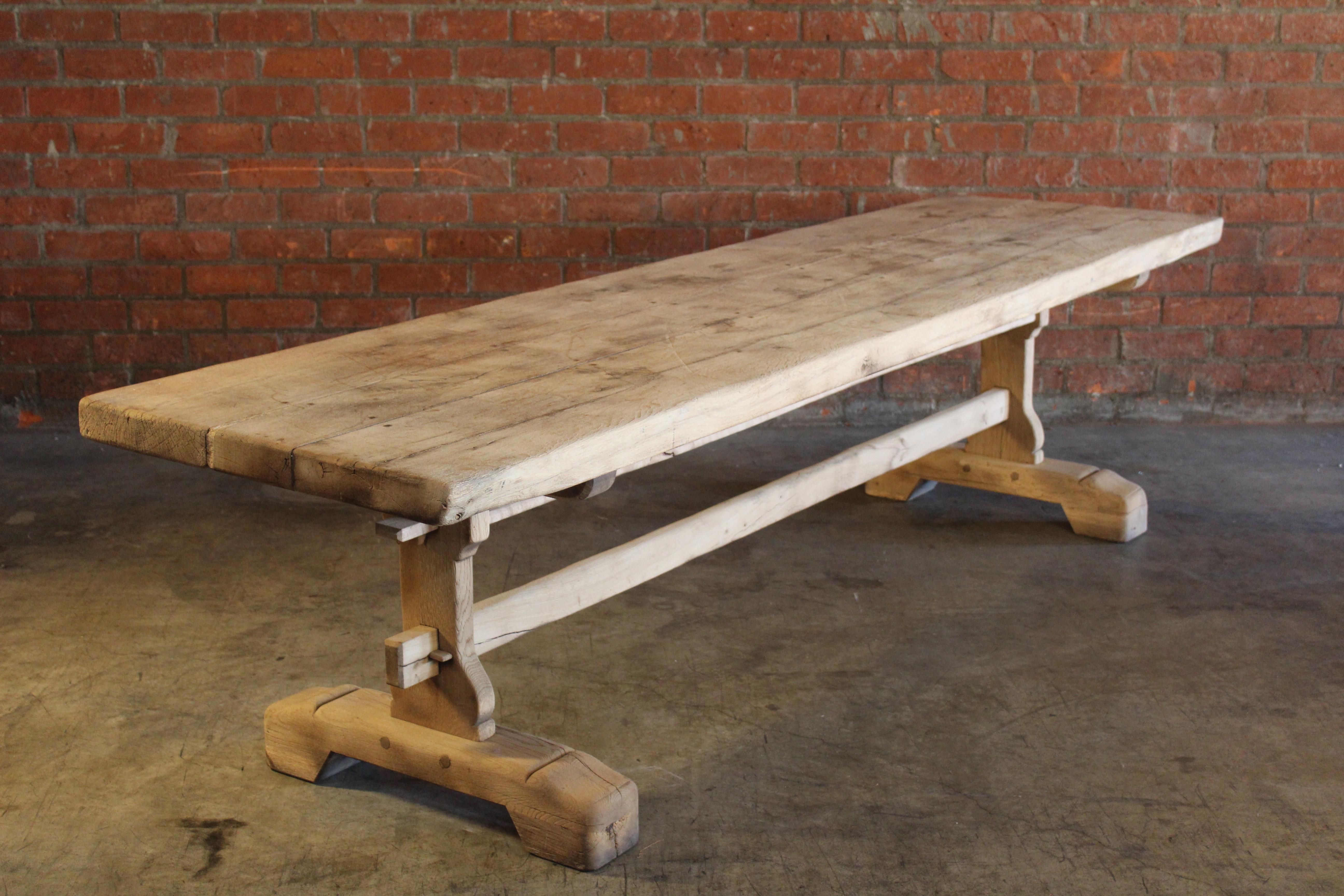 Antique Solid Oak French Farm Table For Sale at 1stDibs