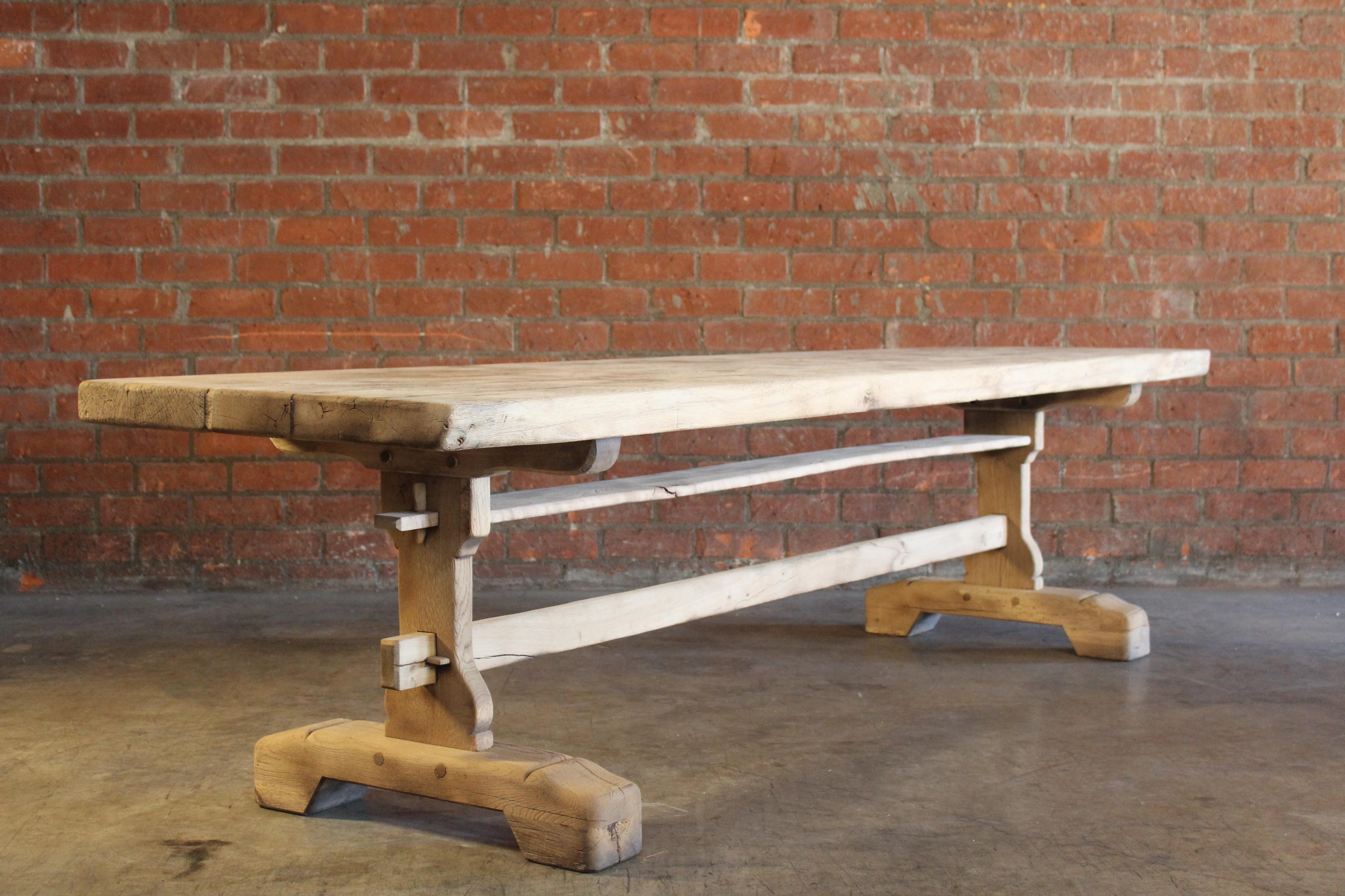 Antique Solid Oak French Farm Table For Sale at 1stDibs