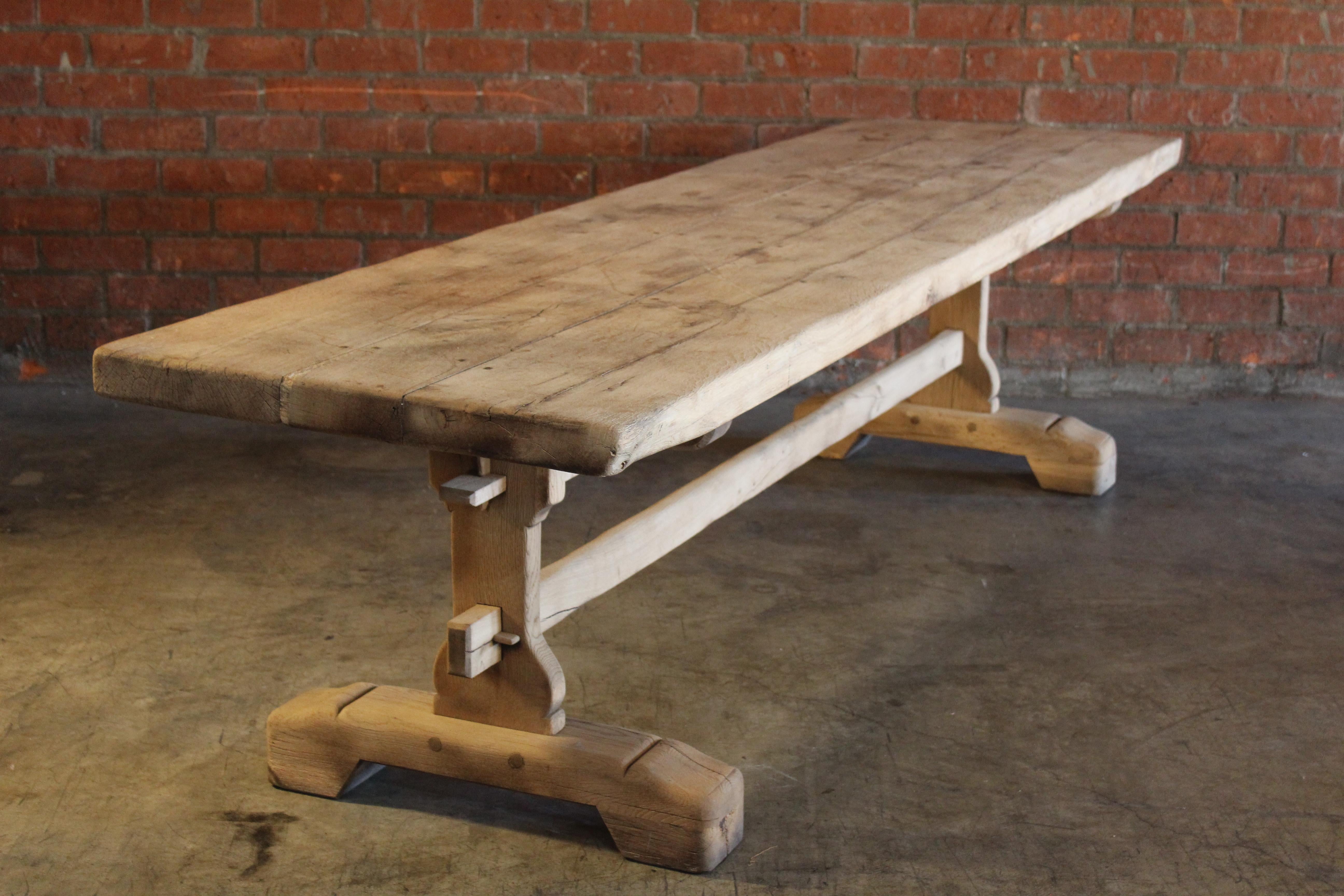 Antique Solid Oak French Farm Table For Sale at 1stDibs