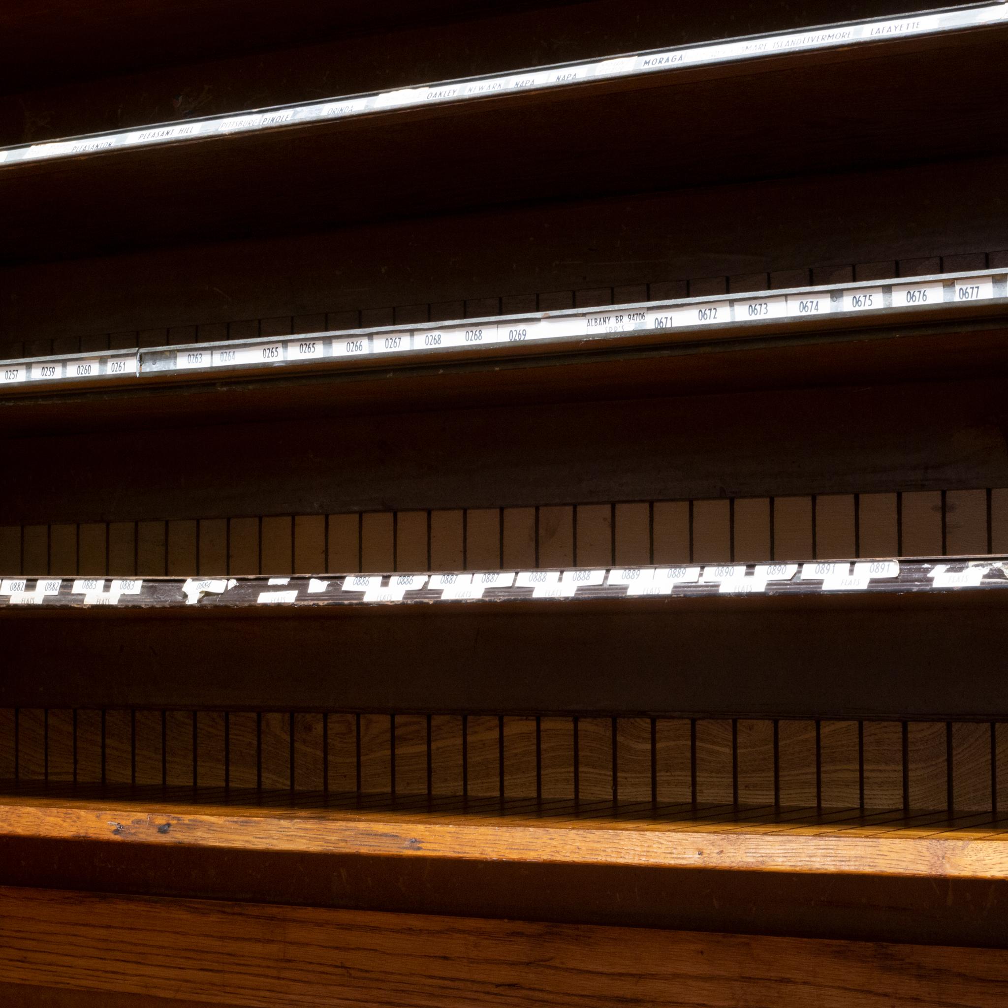 Antique Solid Oak Slotted Postal Sorting Desk, circa 1939 For Sale at ...