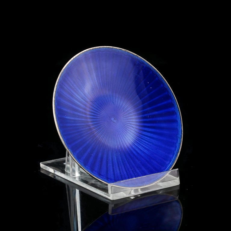 Antique Solid Silver Blue Guilloche Enamel Pin Dish, Henry James ...